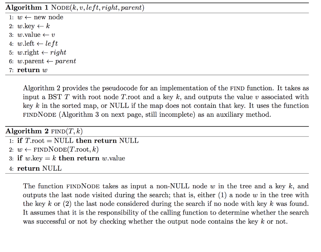 Complete the pseudocode for the algorithm FINDNODE | Chegg.com