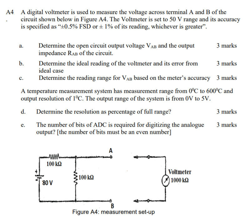 Solved A4 A digital voltmeter is used to measure the voltage | Chegg.com