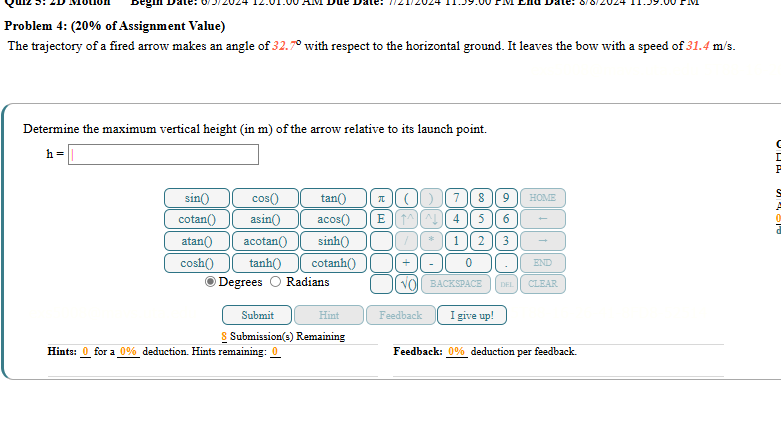 Solved Problem 4: ( 20%% ﻿of Assignment Value)The trajectory | Chegg.com