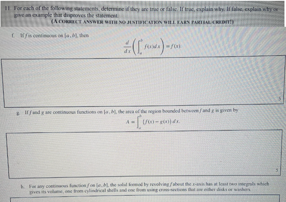 Solved 11. For each of the following statements, determine | Chegg.com