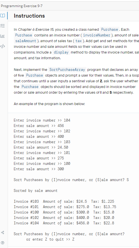 Solved Programming Exercise 9-7 | Instructions . > 104 Enter | Chegg.com