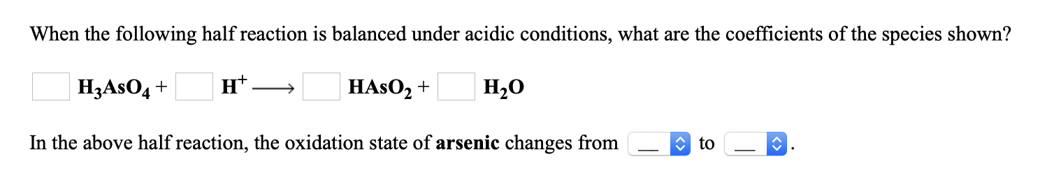Solved When the following half reaction is balanced under | Chegg.com