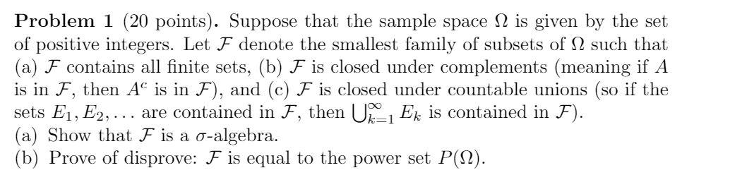 Solved Problem 1 (20 points). Suppose that the sample space | Chegg.com