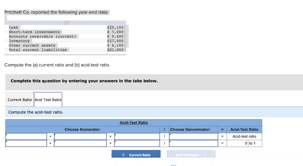 Solved Pritchett Co. reported the following year-end data: | Chegg.com