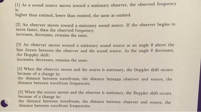 Solved [I) As a sound source moves toward a stationary | Chegg.com