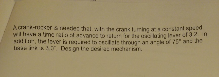 Solved A crank-rocker is needed that, with the crank turning | Chegg.com