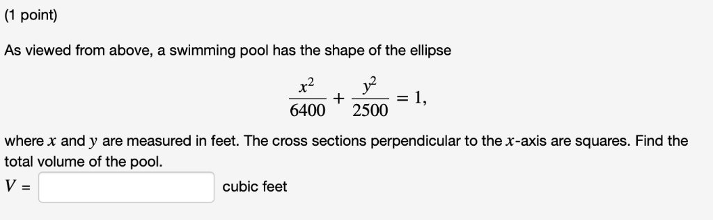 Solved (1 point) As viewed from above, a swimming pool has | Chegg.com