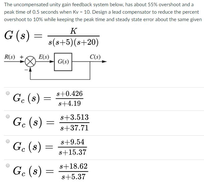 Solved The uncompensated unity gain feedback system below, | Chegg.com