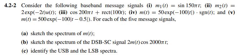Solved -2 Consider the following baseband message signals | Chegg.com