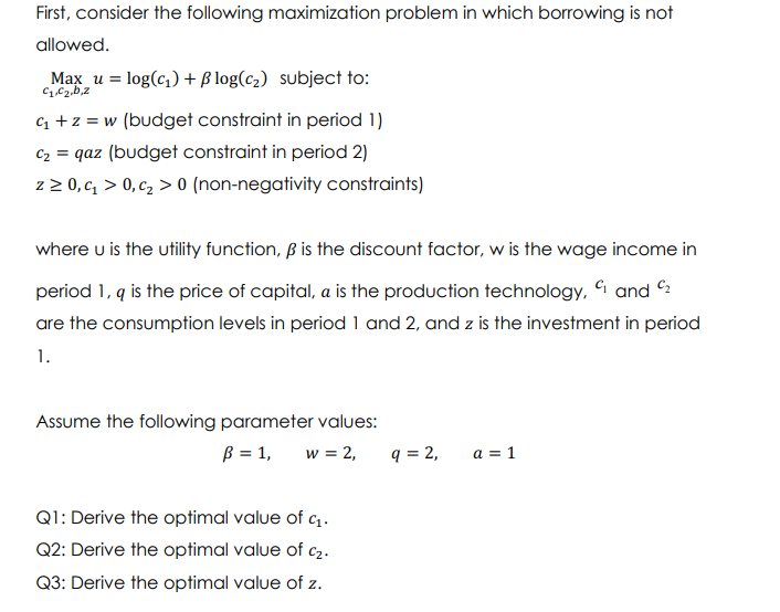 Solved = First, consider the following maximization problem | Chegg.com