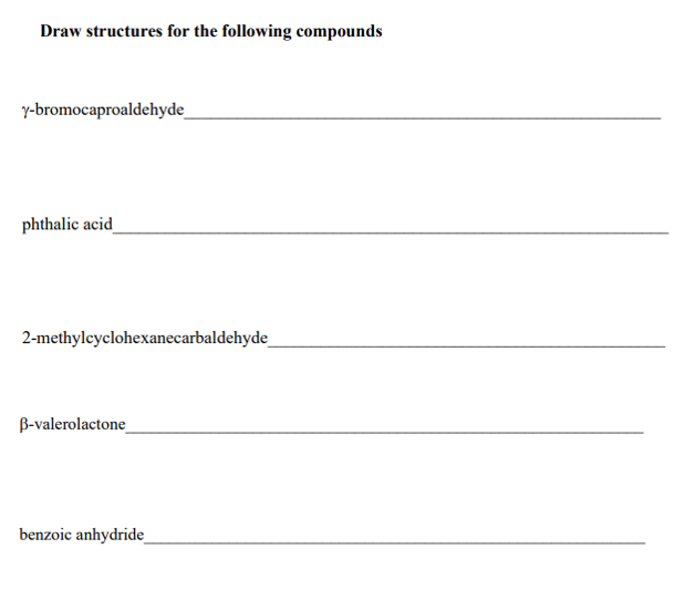 Solved Draw structures for the following compounds | Chegg.com