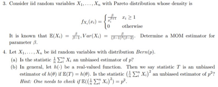 Solved 3. Consider iid random variables X1,..., Xn with | Chegg.com