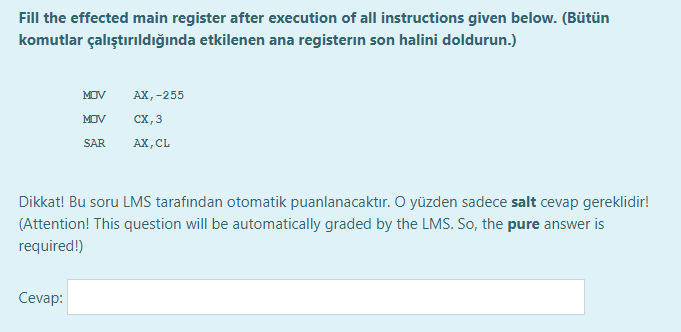 Solved Fill the effected main register after execution of | Chegg.com