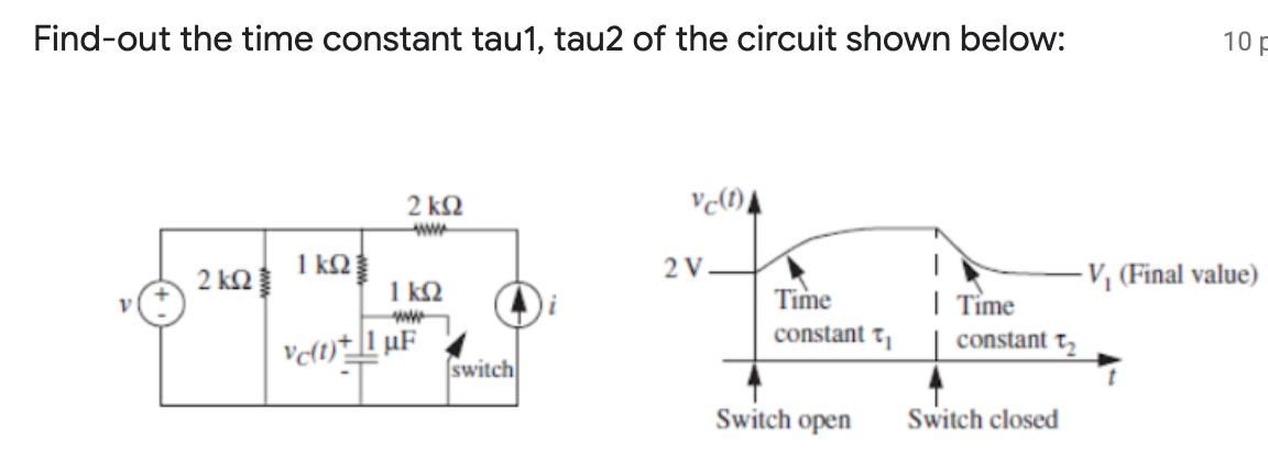 Solved Find out the time constant tau1, tau2 of the circuit | Chegg.com