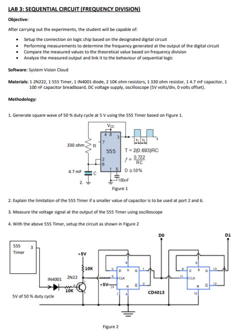 Solved LAB 3: SEQUENTIAL CIRCUIT (FREQUENCY DIVISION) | Chegg.com