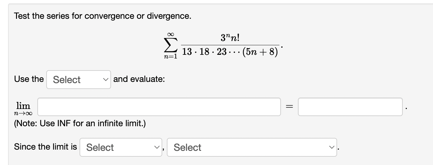 Solved Test the series for convergence or divergence. 受n n! | Chegg.com