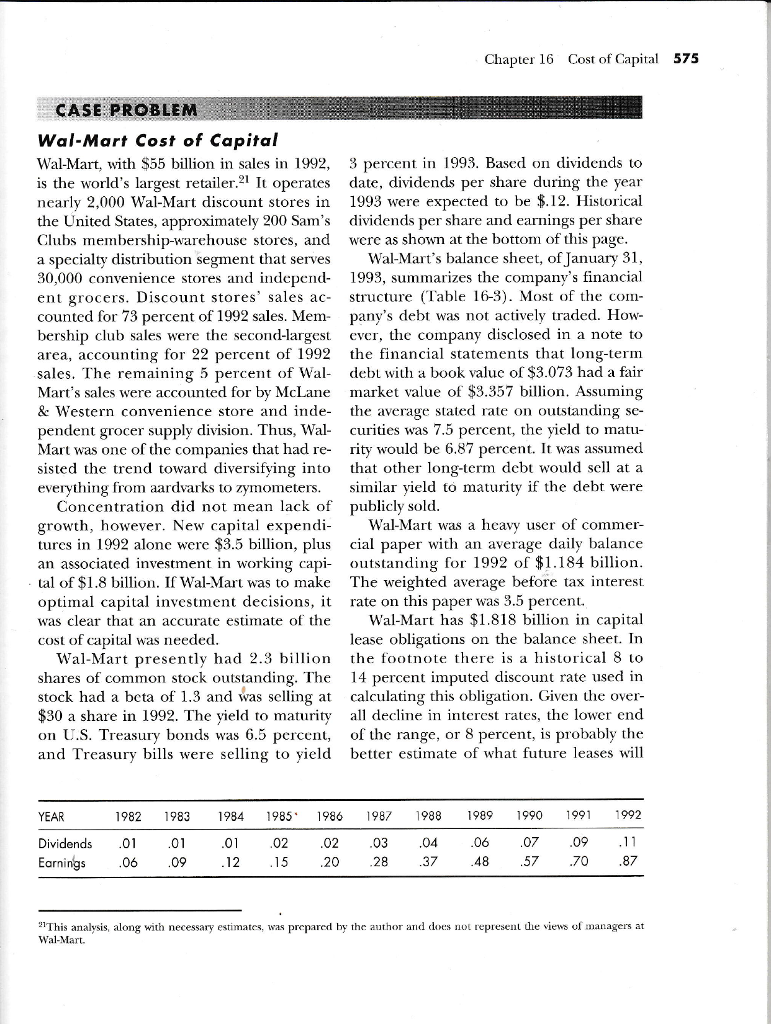Estimating Walmart's Cost Of Capital Case Solution 30+ Pages Summary ...