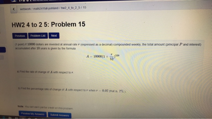 Solved く webwork / math241tallpotland / hw2 410-2-5 / 15 HW2 | Chegg.com Solved く webwork / math241tallpotland / hw2 410-2-5 / 15 HW2 | Chegg.com