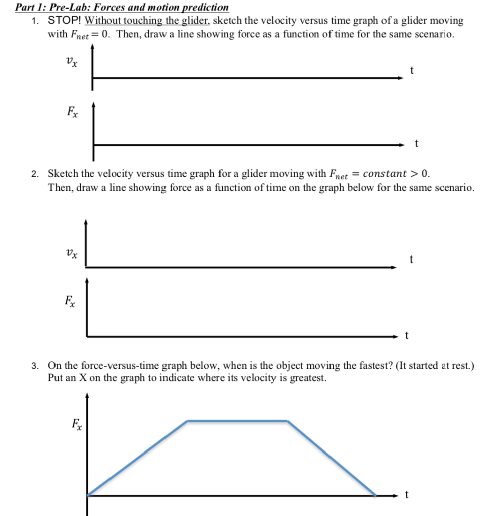 Solved Part 1: Pre-Lab: Forces and motion prediction 1. | Chegg.com