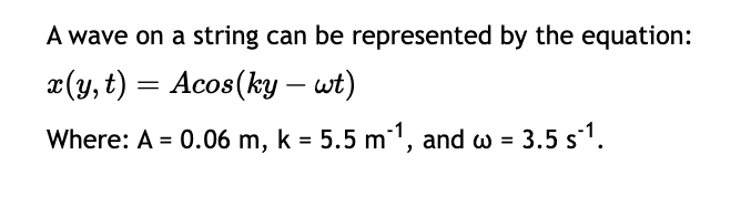 Solved A wave on a string can be represented by the | Chegg.com