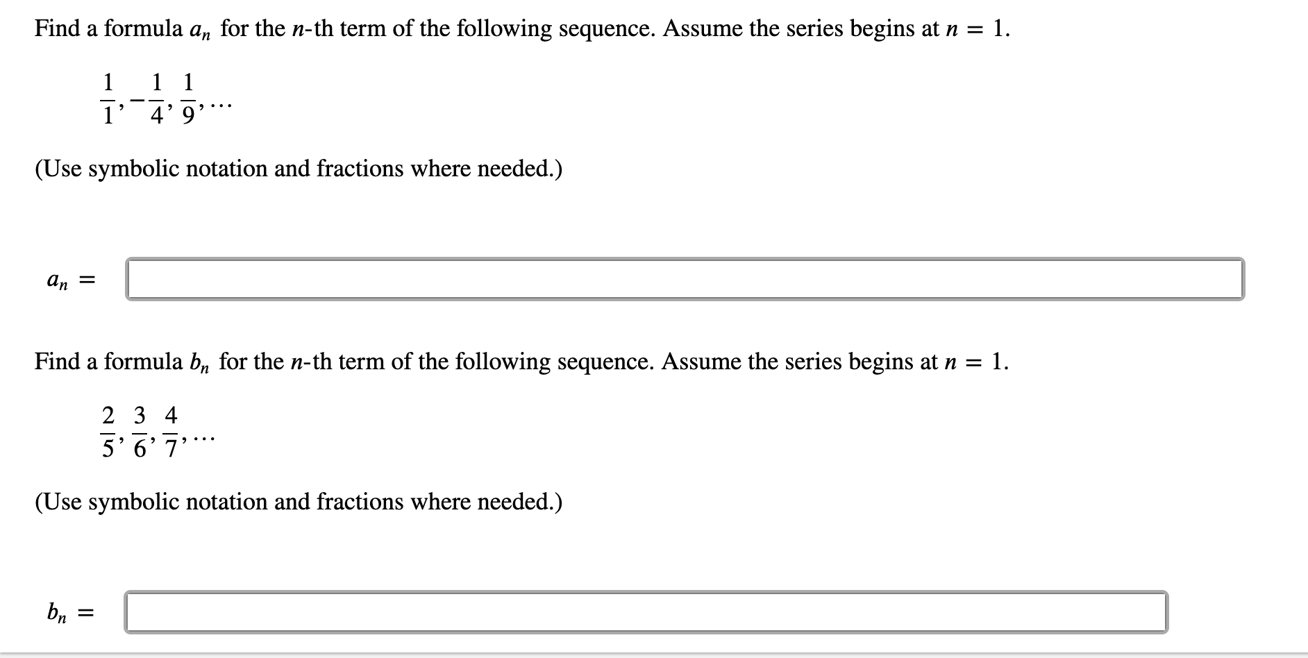 Solved Find a formula an for the n-th term of the following | Chegg.com