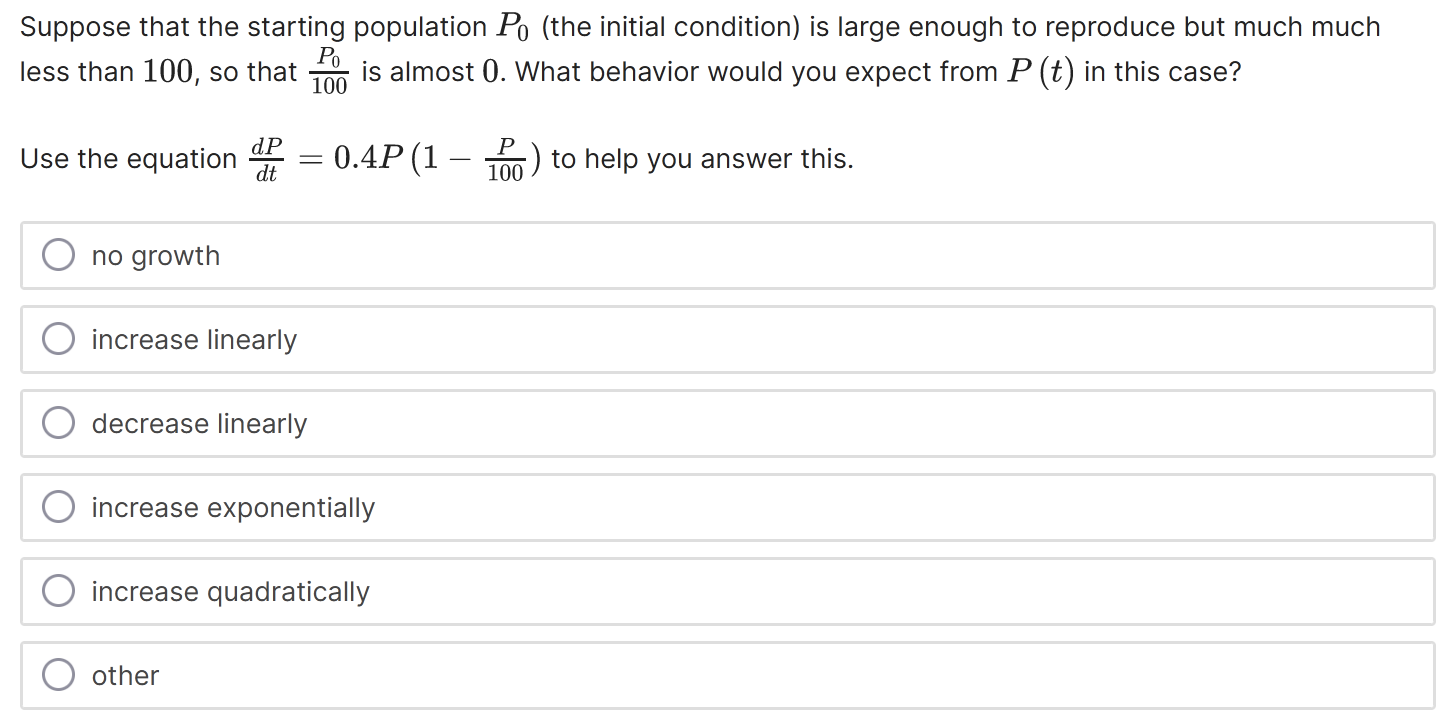 Solved Suppose that the starting population P0 (the initial | Chegg.com