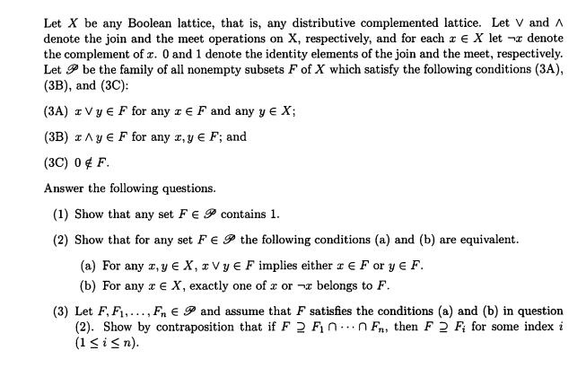 Solved Let X be any Boolean lattice, that is, any | Chegg.com