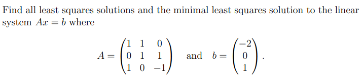 Solved Find all least squares solutions and the minimal | Chegg.com