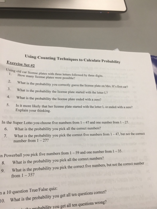Solved Using Counting Techniques to Calculate Probability | Chegg.com