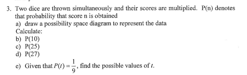 Solved 3. Two dice are thrown simultaneously and their | Chegg.com