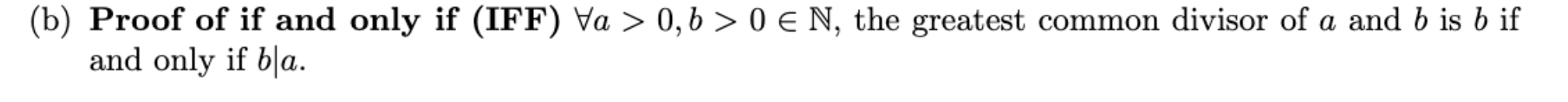 Solved (b) Proof of if and only if (IFF) Va > 0,6> 0 € N, | Chegg.com