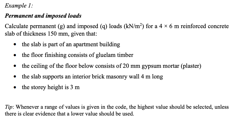 Solved . Example 1: Permanent and imposed loads Calculate | Chegg.com
