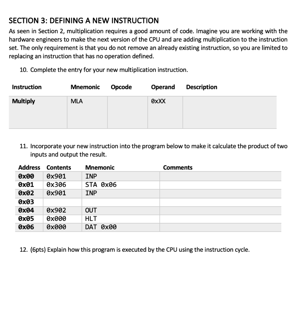 SECTION 3: DEFINING A NEW INSTRUCTION As seen in | Chegg.com