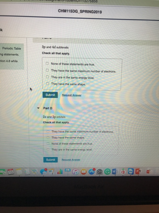 Solved CHM115DG SPRING2019 dic Table ements. 6 while 5p and | Chegg.com
