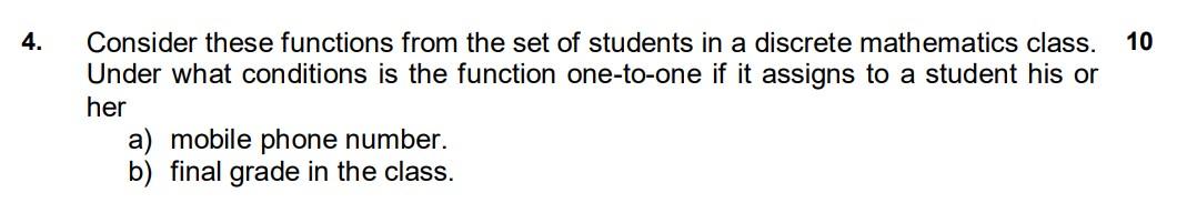 Solved 4. 10 Consider these functions from the set of | Chegg.com