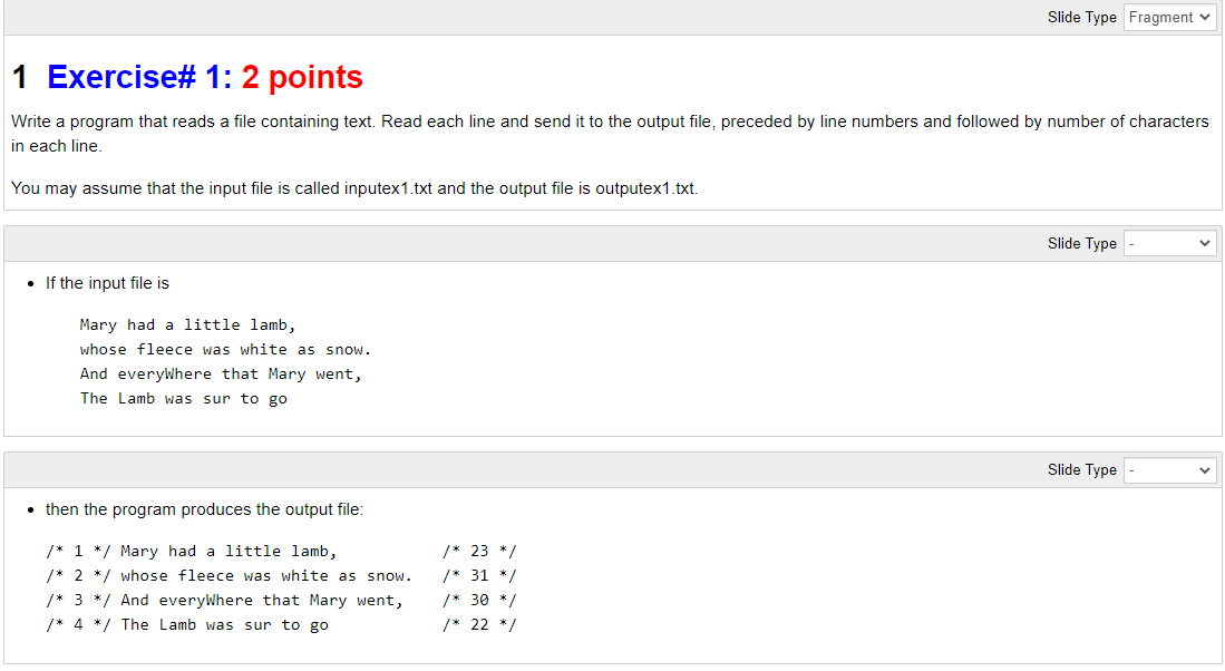 Solved Slide Type Fragment 1 Exercise# 1: 2 points Write a | Chegg.com