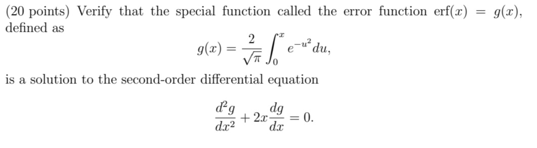 Solved (20 points) Verify that the special function called | Chegg.com
