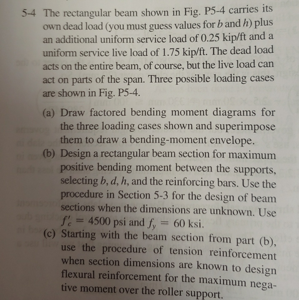Solved 5-4 The rectangular beam shown in Fig. P5-4 carries | Chegg.com