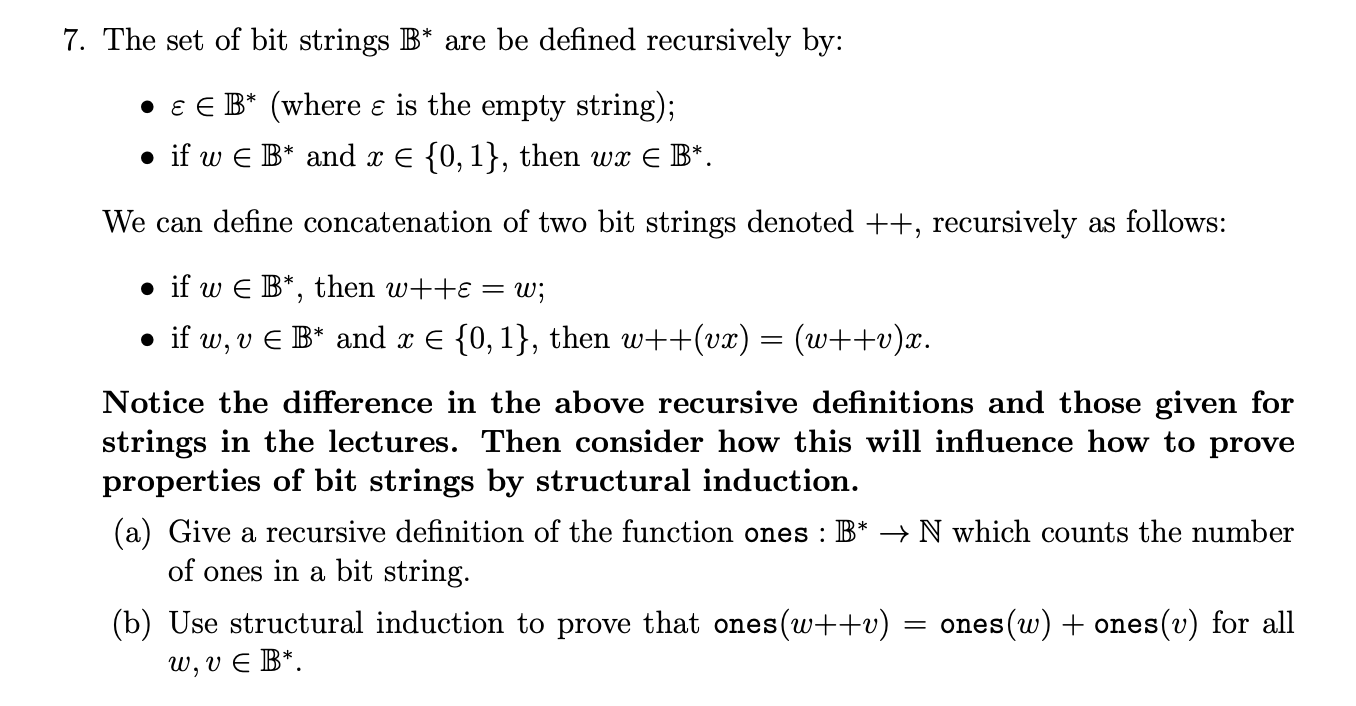 7. The set of bit strings B* are be defined | Chegg.com