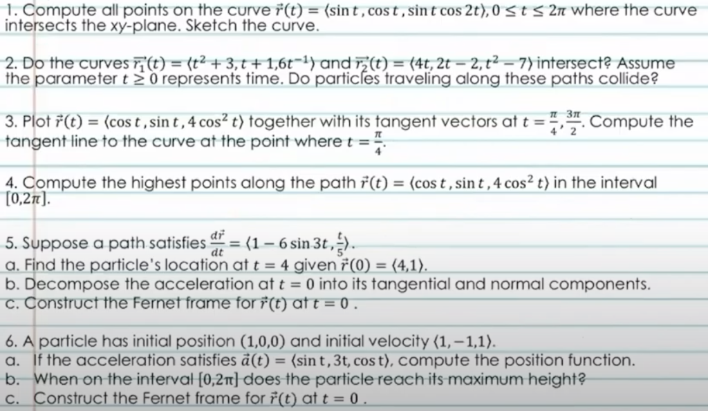 Solved 1. Compute all points on the curve r(t) = (sint, | Chegg.com