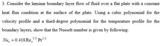 Solved 3. Consider the laminar boundary layer flow of fluid | Chegg.com