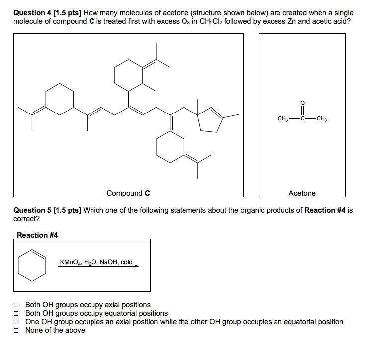 Solved Question 4 (1.5 pts) How many molecules of acetone | Chegg.com