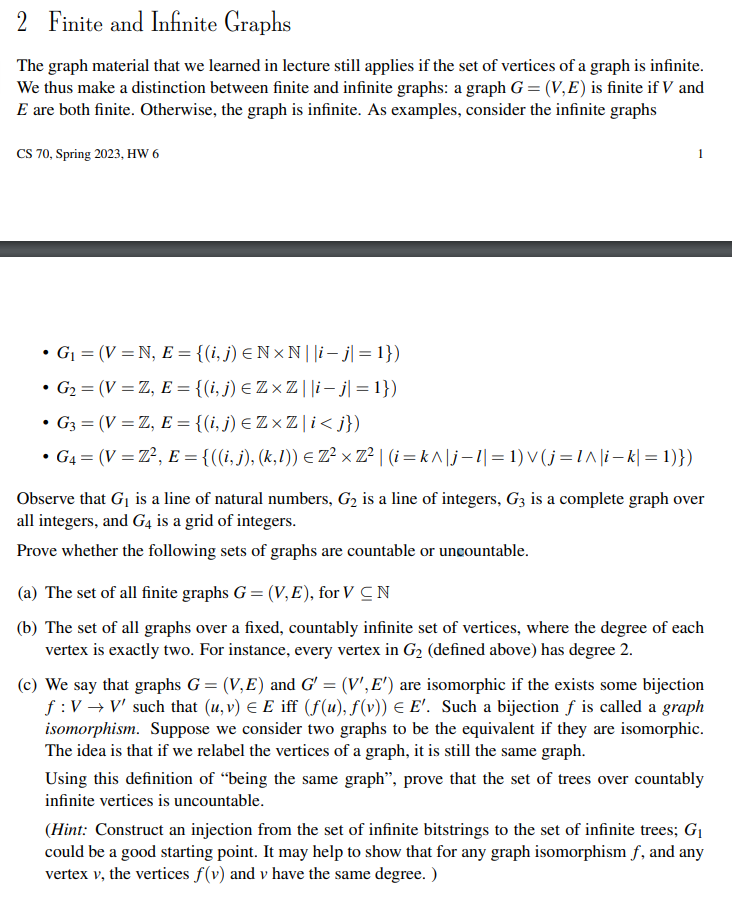 2 Finite and Infinite Graphs The graph material that | Chegg.com