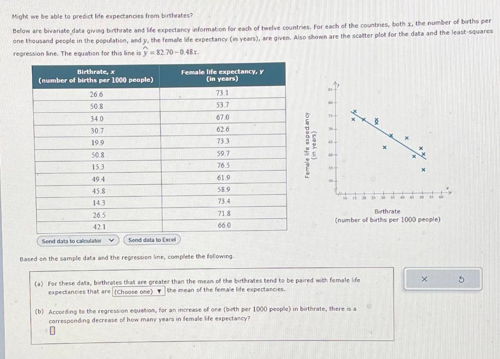 Solved Might we be able to predict life expectancies from | Chegg.com