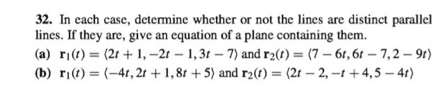 Solved 32. In each case, determine whether or not the lines | Chegg.com