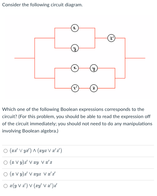 Solved Consider the following circuit diagram.Which one of | Chegg.com