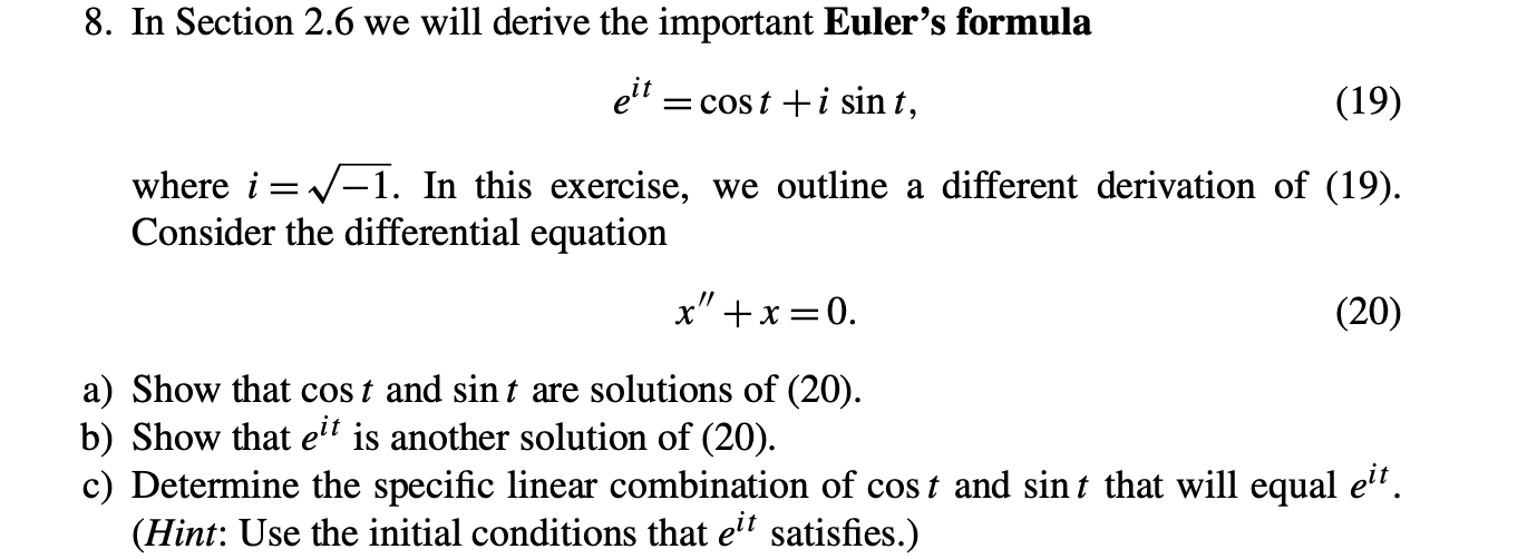 Solved 8. In Section 2.6 we will derive the important | Chegg.com