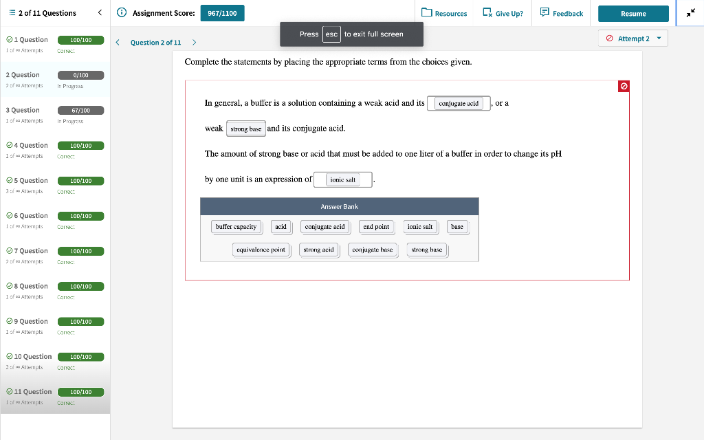 Solved 다 Give Up? E Feedback Assignment Score: E2 of 11 | Chegg.com