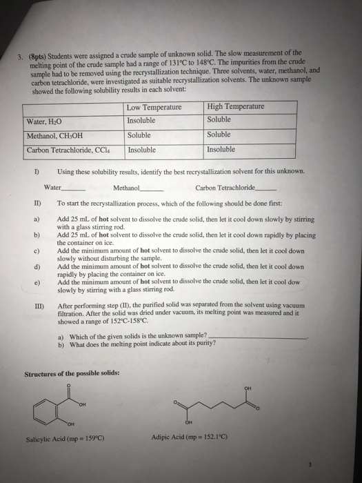 Solved (8pts) Students were assigned a crude sample of | Chegg.com Solved (8pts) Students were assigned a crude sample of | Chegg.com