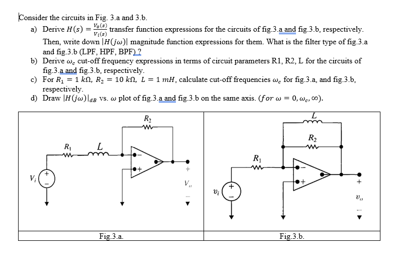 Solved Consider the circuits in Fig. 3.a and 3.b. a) Derive | Chegg.com